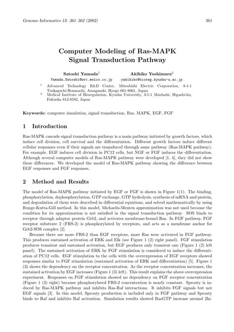 Pdf Computer Modeling Of Ras Mapk Signal Transduction Pathway