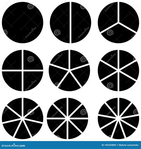 Set Infographic Icons Circles Divided By Radius Into Sectors Vector Of The Circle Sector For
