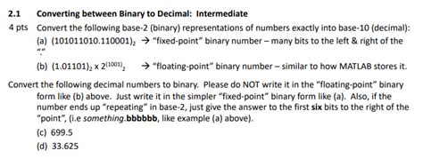 Solved 21 ﻿converting Between Binary To Decimal