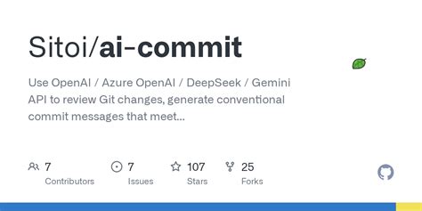 GitHub Sitoi Ai Commit Use OpenAI Azure OpenAI DeepSeek Gemini API To Review Git