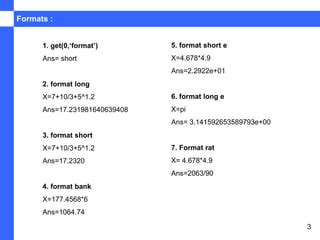 Chapter Formats In MATLAB PPT