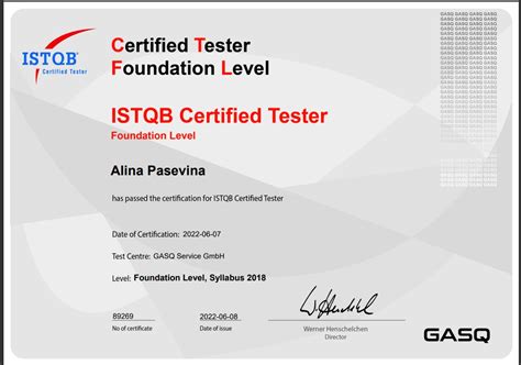 alina pasevina on linkedin istqb foundation level done