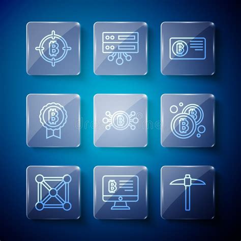 set line blockchain technology mining bitcoin from monitor pickaxe