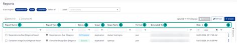 reports in the mend platform