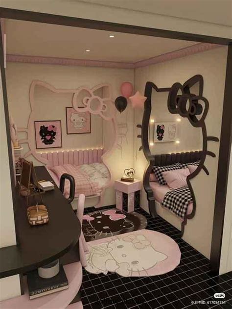 تم اتاق دخترانه کیتی 2025؛ برای دختر خانم های صورتی پسند کیوت چیدمان