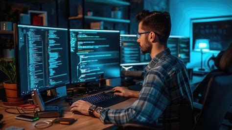 Software Developer Coding Late At Night Aig41 Premium Ai Generated Image