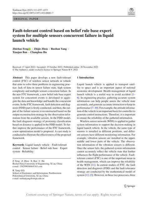 Fault Tolerant Control Based On Belief Rule Base Expert System For