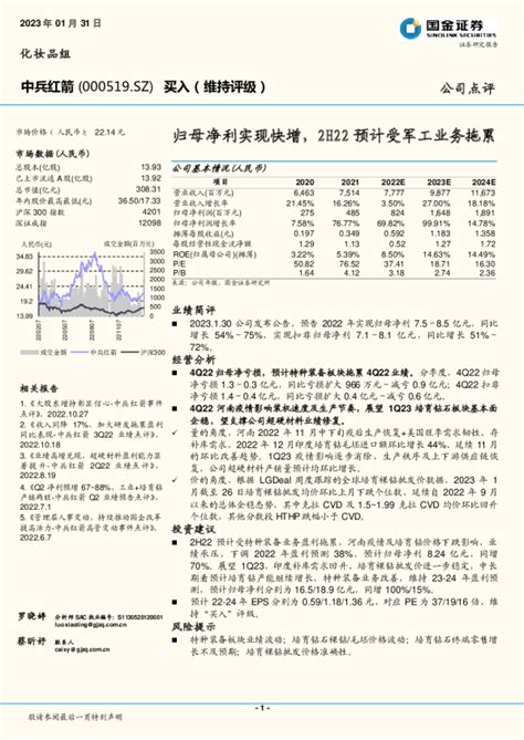 归母净利实现快增，2h22预计受军工业务拖累