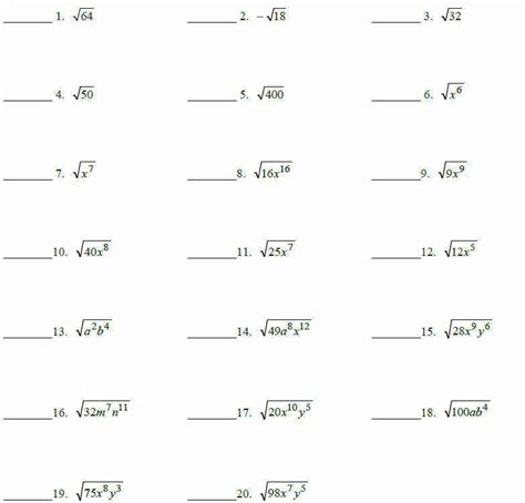 50 Simplifying Radicals Worksheet Pdf Chessmuseum Template Library