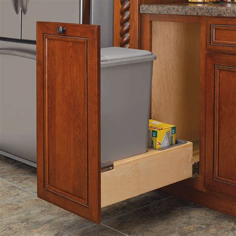 REV A SHELF 4WCBM Single 50 Quart Bottom Mount Waste Container Maple Rev A Shelf 4WCBM 1550DM 1
