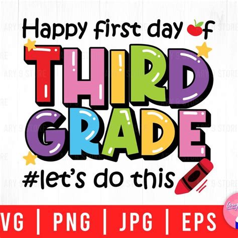 Happy First Day Of Third Grade Lets Do This 3rd Grade Back To School Svg Png Eps  Files