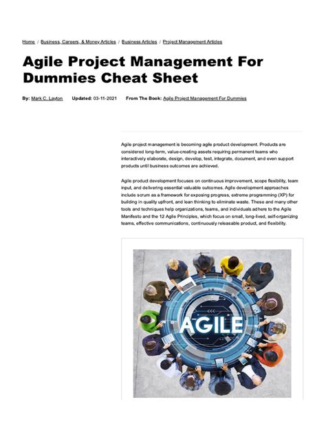 Agile Project Management For Dummies Cheat Sheet Pdf