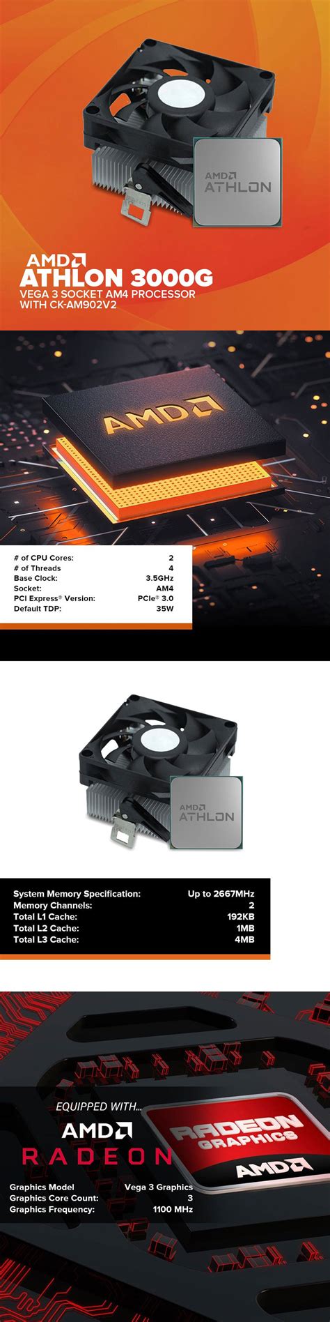 Amd Athlon G Vega Socket Am Processor With Ck Am V Heatsink Fan Mpk Desktop Processor