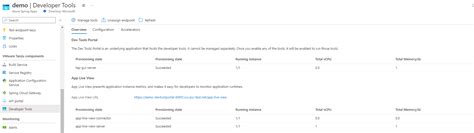usar o modo de exibição ao vivo do aplicativo com o plano do azure