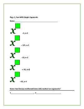 EXPONENTS ARE CHALLENGING FUN ACTIVITY WORKSHEET TPT