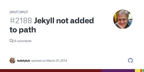 Jekyll Not Added To Path Issue 2188 Jekyll Jekyll GitHub