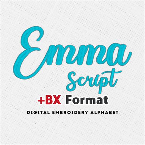 Emma Script Font Embroidery Alphabet 6 Sizes Instant Download Bx