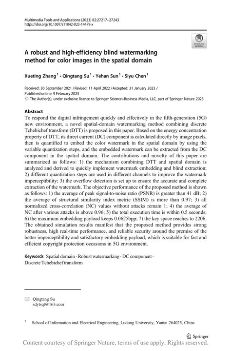 A Robust And High Efficiency Blind Watermarking Method For Color Images In The Spatial Domain