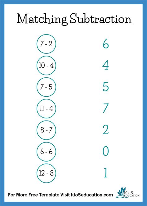 Free Matching Subtraction Worksheet In 2024 Interesting English Words Subtraction Worksheets