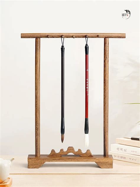 红木笔架毛笔挂大号书法画笔的展示架收纳 实木质简约创意毛笔笔架托文昌笔搁 鸡翅木毛笔架子文房四宝摆件 天猫 花瓣网