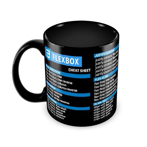 Caneca Flexbox Commands Cheat Sheet Preta Shopee Brasil