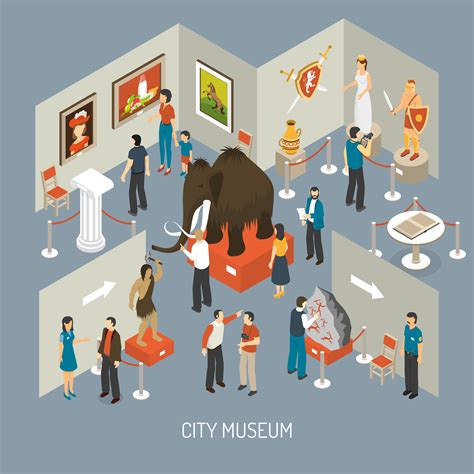 Museum Exhibition Isometric Composition Poster 483919 Vector Art At