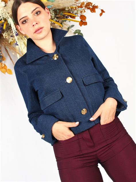 Veste Lin Femme Et Coton Bleu Jean Atode Made In France