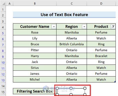 how to create a filtering search box for your excel data 5 methods