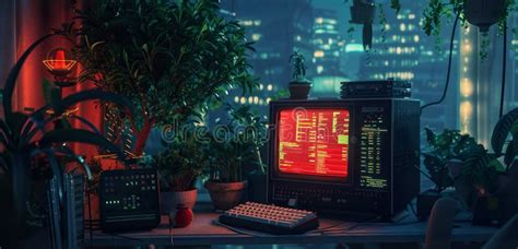 Old Retro Personal Computer With Vintage Crt Display Obsolete Old