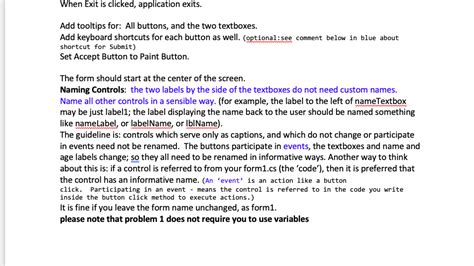 Solved 1 Form Has A Paint Button Two Textboxes Four Chegg