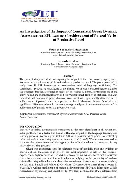 An Investigation Of The Impact Of Concurrent Group Dynamic Journal Of English Teaching Volume