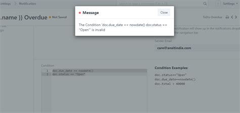 Invalid Condition In Notification Customize Erpnext Frappe Forum