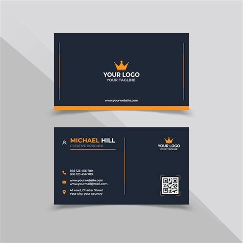 블랙과 오렌지 컬러의 기업 명함 디자인 프리미엄 벡터