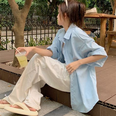 와이드 루즈핏 반팔 셔츠 오버핏 여리 아방 낙낙 봄 신상 여름 썸머 간절기 데일리 베이직 기본템 꾸안꾸 파스텔 쿨톤 캐주얼 빅사이즈 에이블리