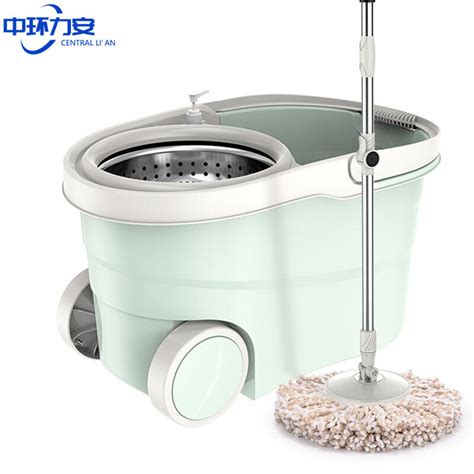 中环力安【抹茶绿金属蓝塑料盘 1头】旋转拖把桶双驱动免手洗 融创集采商城