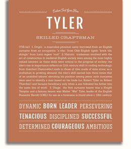 Tyler Personalized Name Meaning Art Prints Name Stories