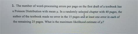 Solved 2 The Number Of Word Processing Errors Per Page On