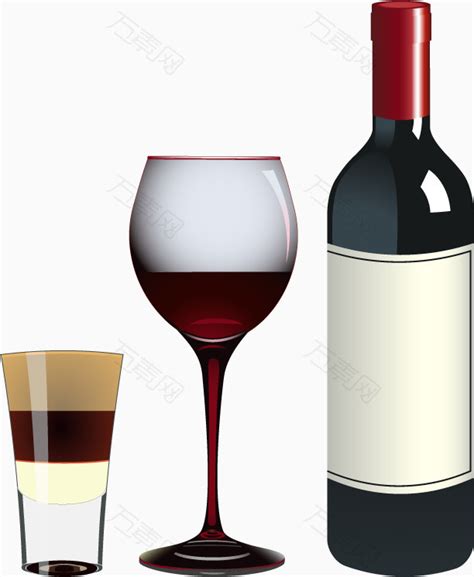 矢量红酒和酒杯png元素素材图片下载 万素网