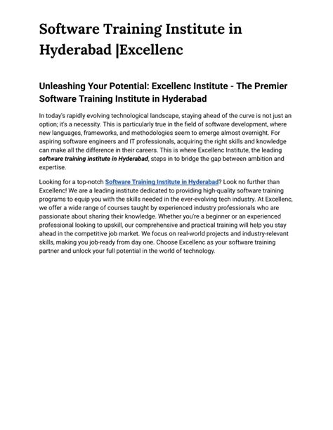 Ppt Software Training Institute In Hyderabad Excellenc Powerpoint Presentation Id 12437539