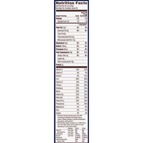 Honey Bunches Of Oats Nutrition Label