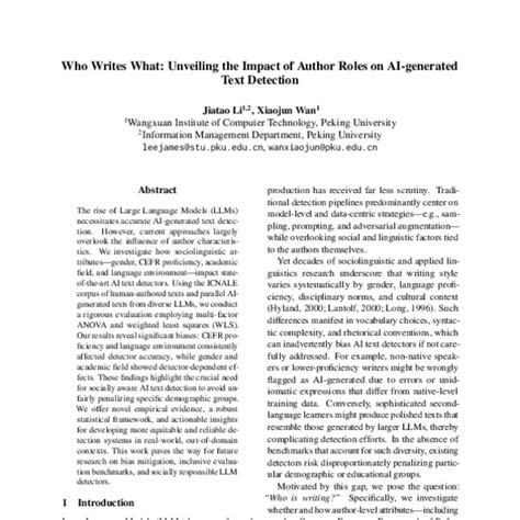 who writes what unveiling the impact of author roles on ai generated