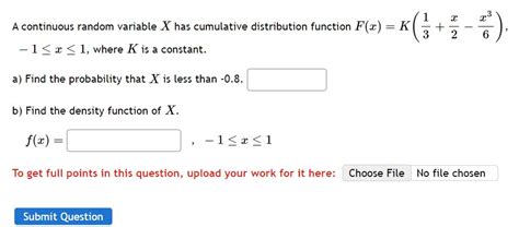 Solved A Continuous Random Variable X Has Cumulative