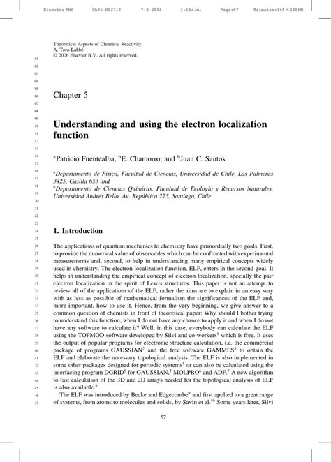 Pdf Understanding And Using The Electron Localization Function Elf