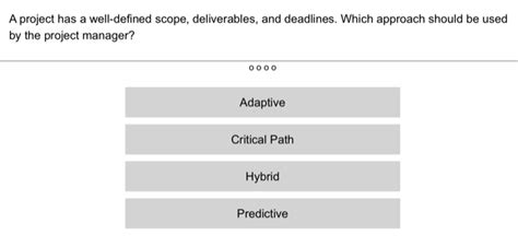Solved A Project Has A Well Defined Scope Deliverables And Deadlines