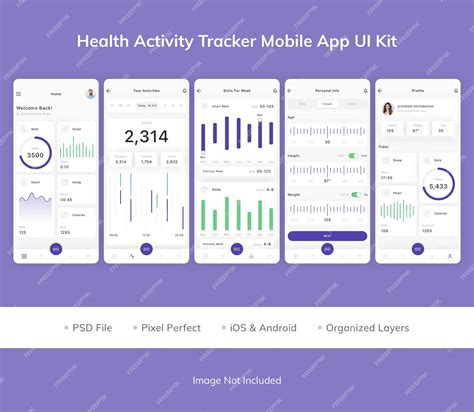 Premium Psd Health Activity Tracker Mobile App Ui Kit