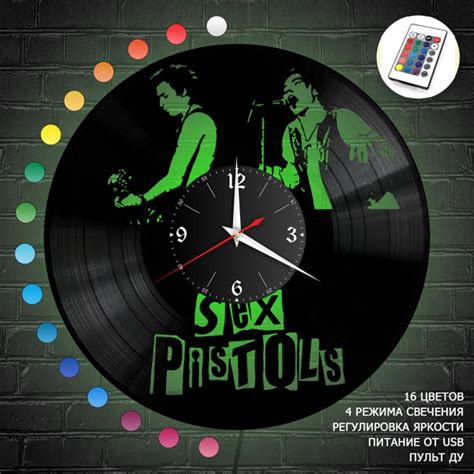 Часы с подсветкой группа Sex Pistols из винила 1 купить по низкой