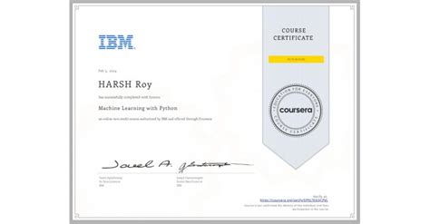 Harsh Roy On Linkedin Completion Certificate For Machine Learning With
