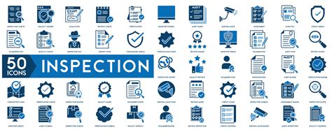 Inspection Web Icons In Line Style Examination Testing Quality