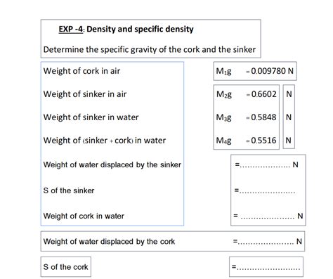 Solved EXP Density And Specific Density Determine The Chegg
