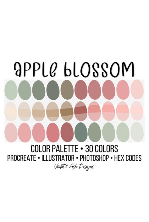 Apple Blossom Procreate Palette Color Chart Photoshop Ipad Procreate Digital Download
